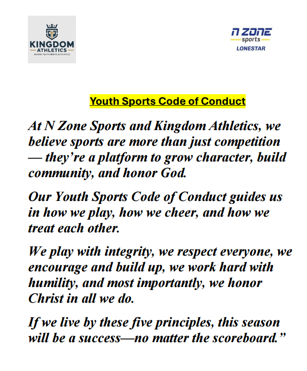 N Zone Sports Lonestar "Youth Sports Code of Conduct" - N Zone Sports ...